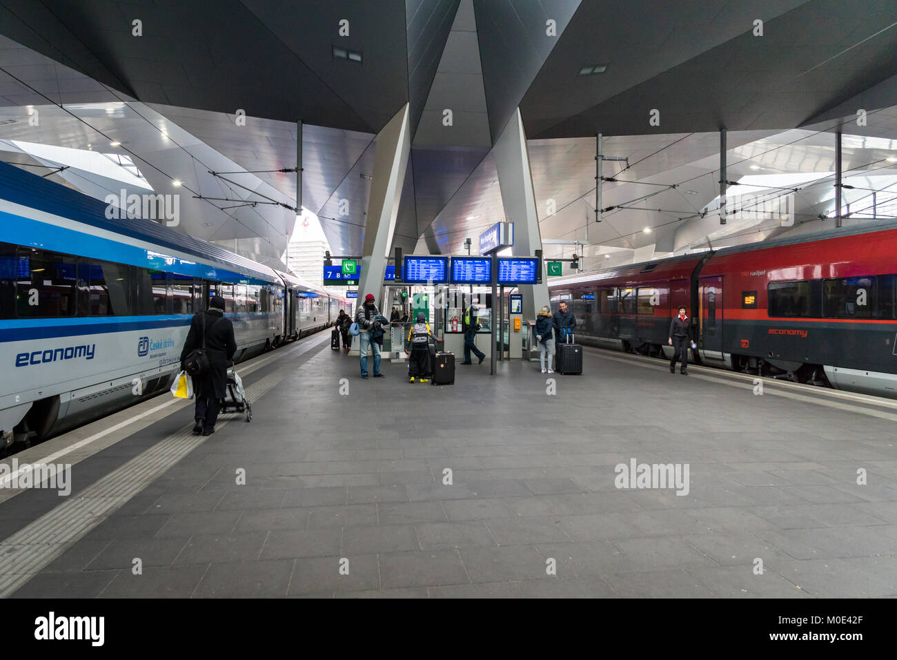 Vienna, Austria - December 2017: Vienna Hauptbahnhof train station ...