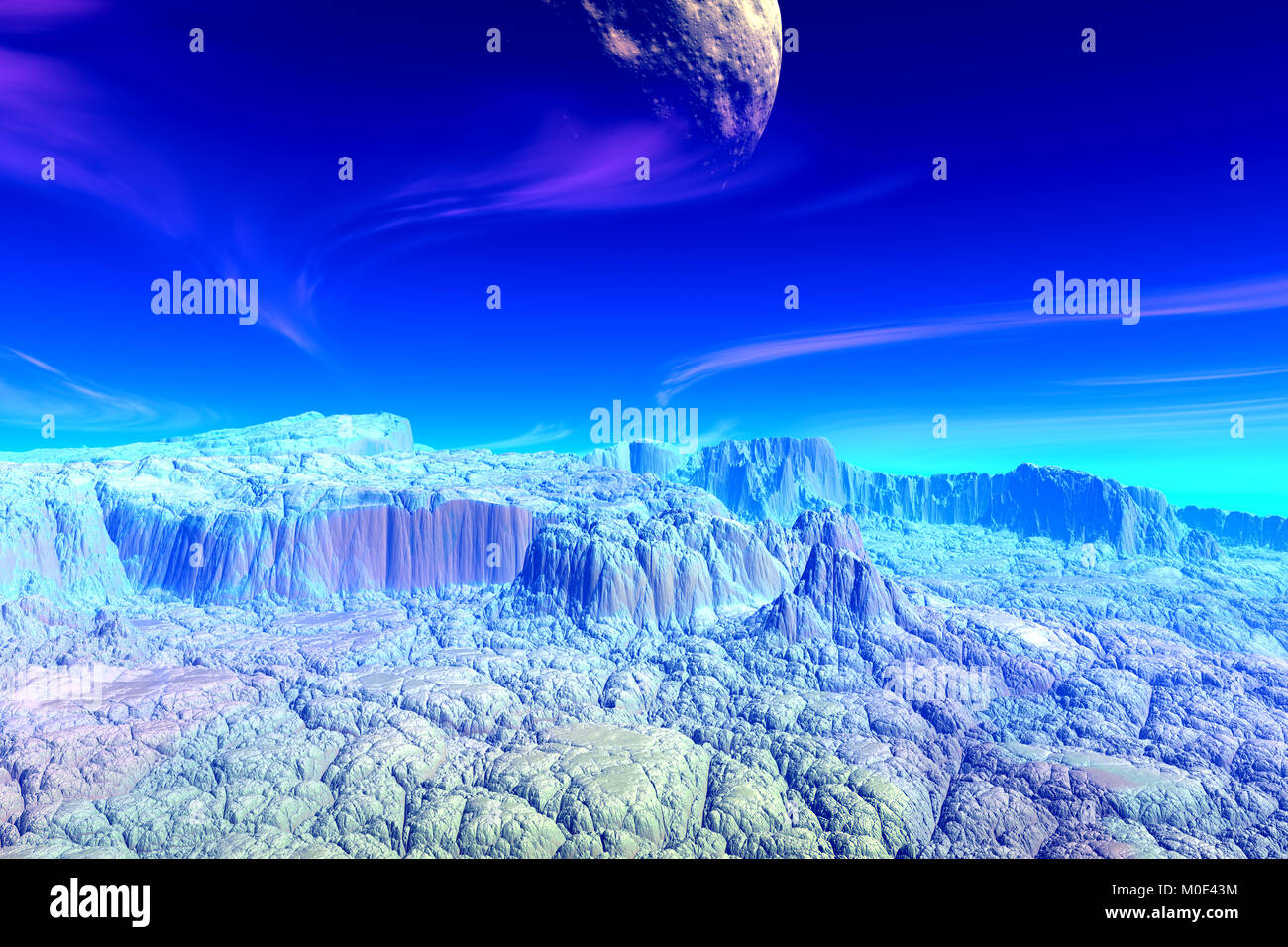 Alien Planet. Landscape of stranger planet. Desert. 3D rendering Stock ...