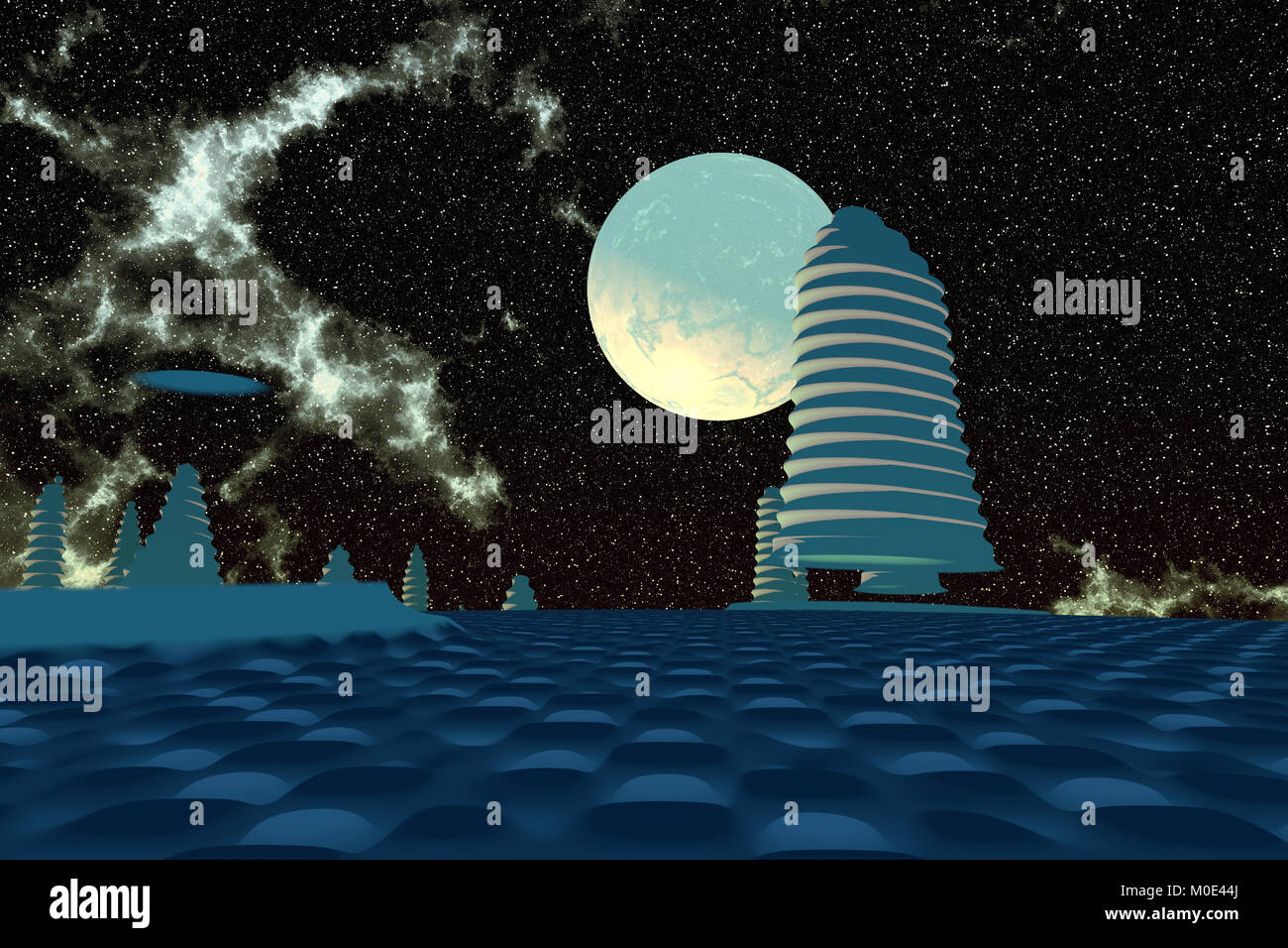 Alien Planet. Landscape of stranger planet. Desert. 3D rendering Stock ...