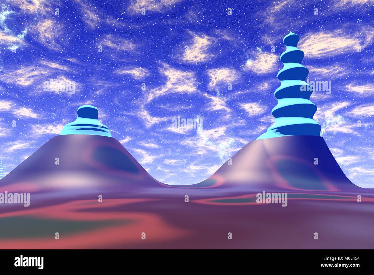 Alien Planet. Landscape of stranger planet. Desert. 3D rendering Stock ...