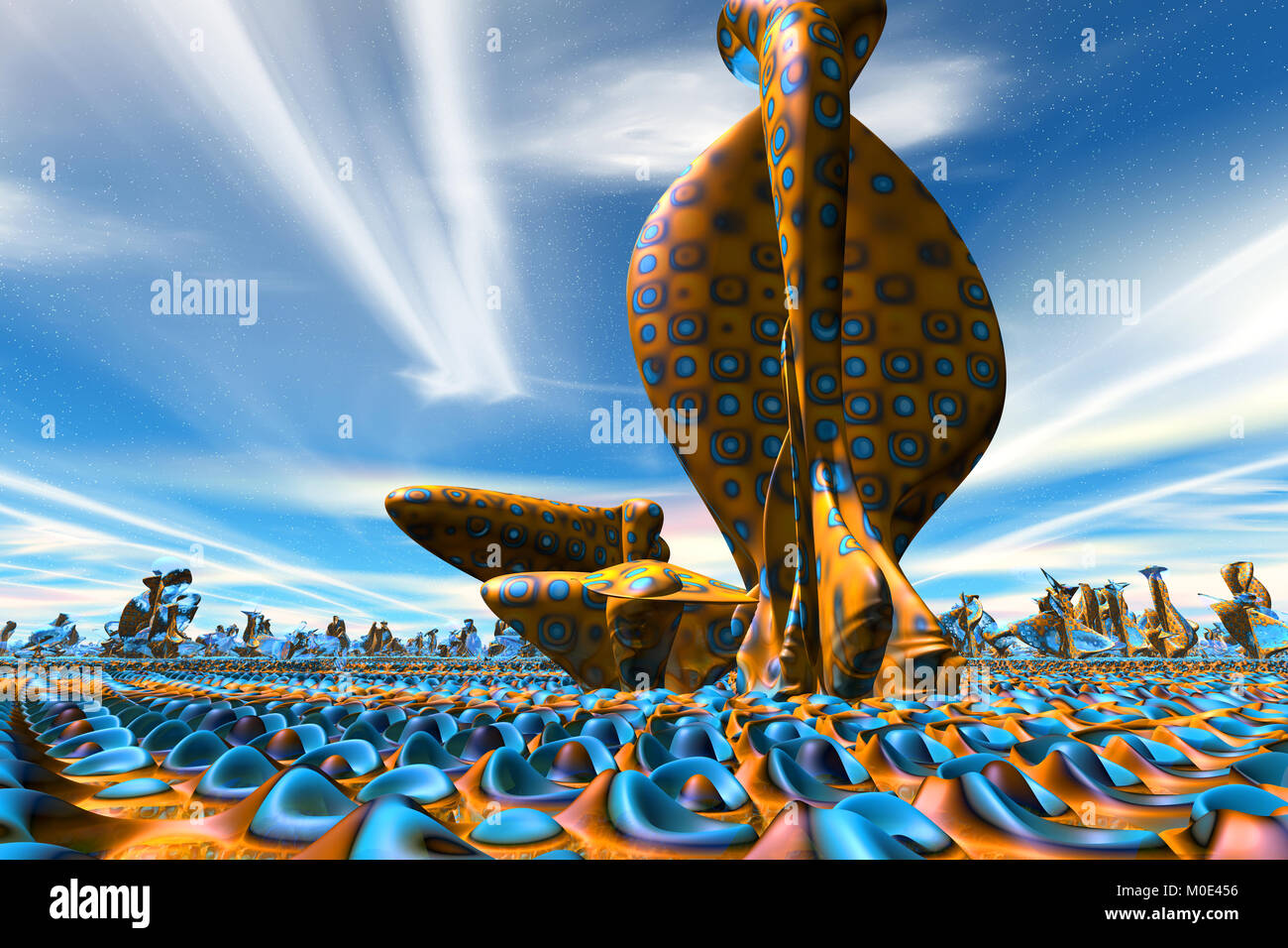 Alien Planet. Landscape of stranger planet. Desert. 3D rendering Stock ...