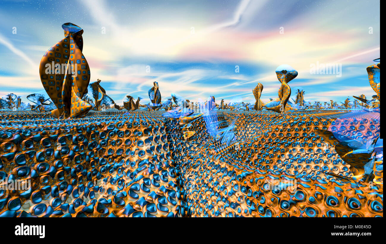 Alien Planet. Landscape of stranger planet. Desert. 3D rendering Stock ...