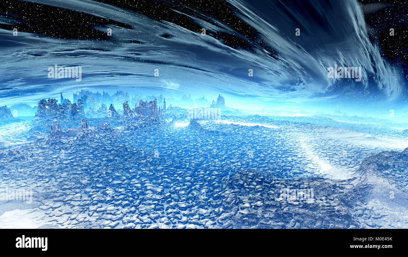 Alien Planet. Landscape of stranger planet. Desert. 3D rendering Stock ...