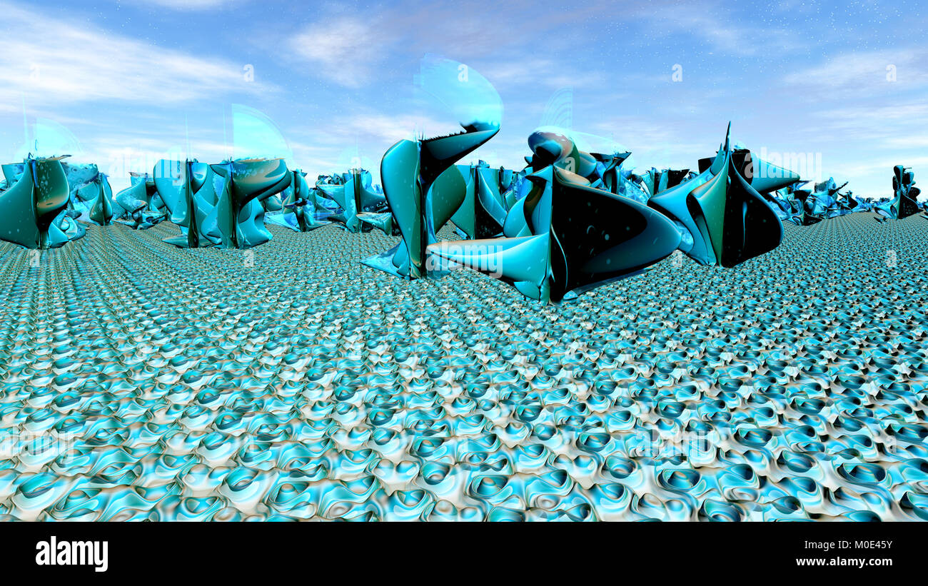 Alien Planet. Landscape of stranger planet. Desert. 3D rendering Stock ...