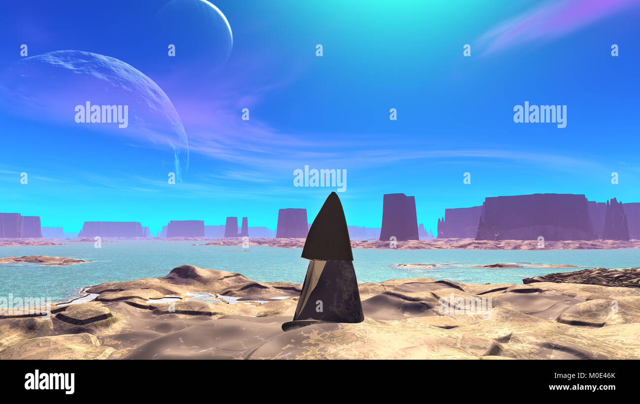 Alien Planet. Landscape of stranger planet. Desert. 3D rendering Stock ...