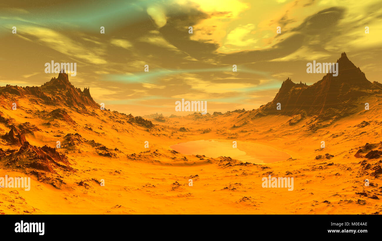 Landscape of stranger planet. 3D illustration Stock Photo - Alamy