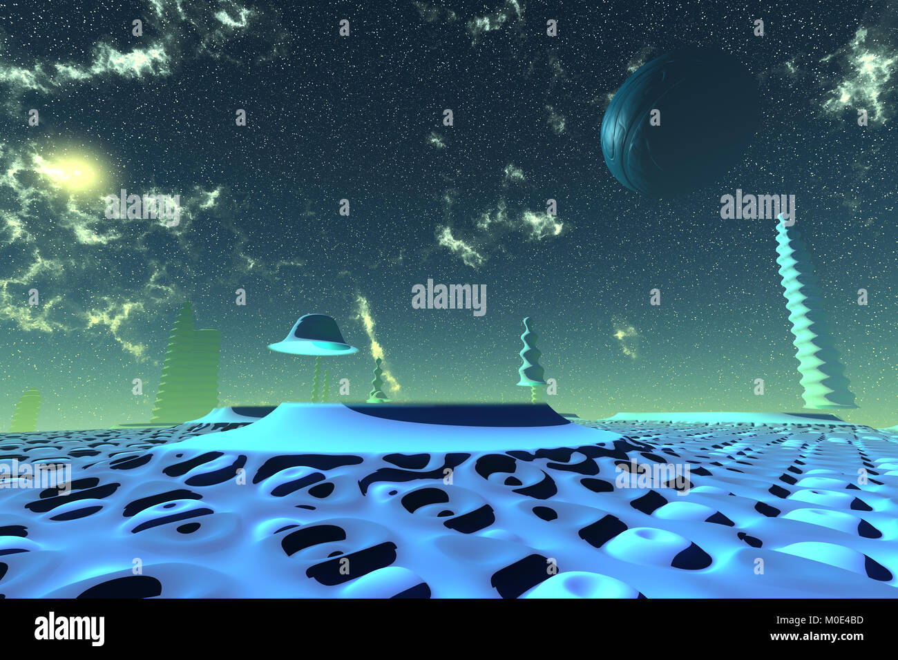 Alien Planet. Landscape of stranger planet. Desert. 3D illustration ...