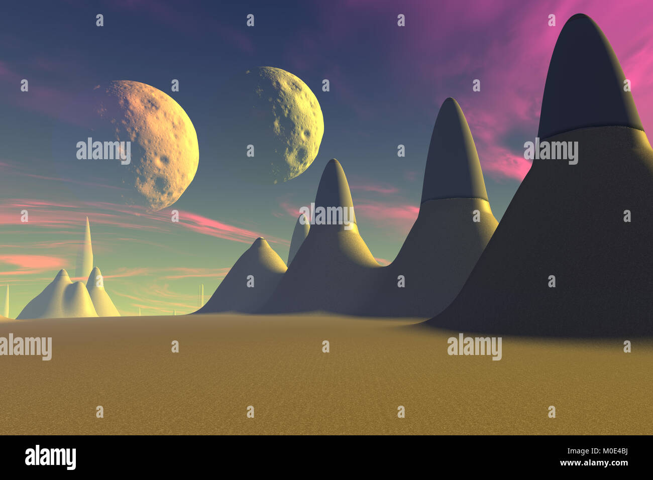 Alien Planet. Landscape of stranger planet. Desert. 3D illustration ...