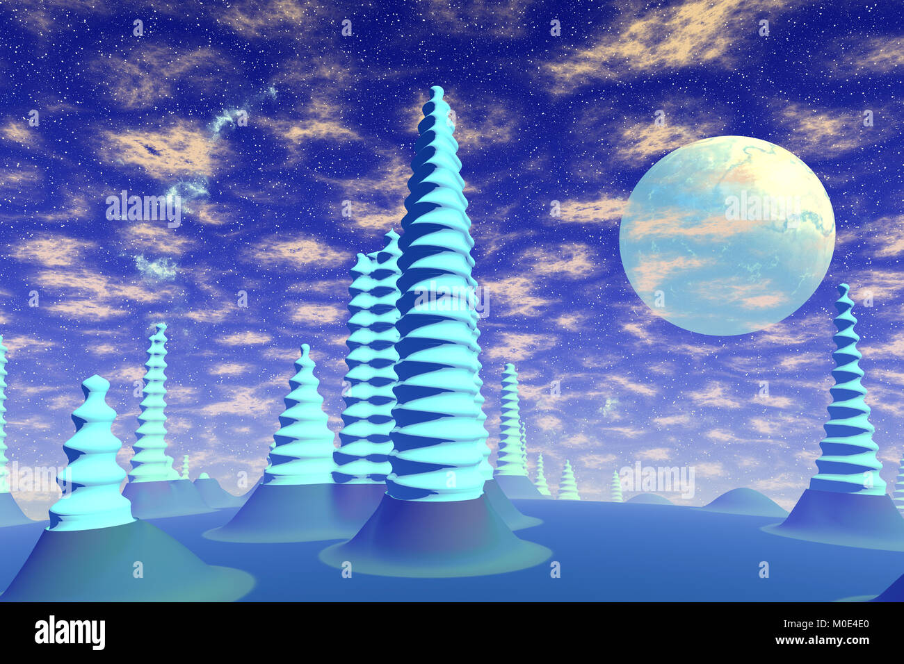 Alien Planet. Landscape of stranger planet. Desert. 3D illustration ...
