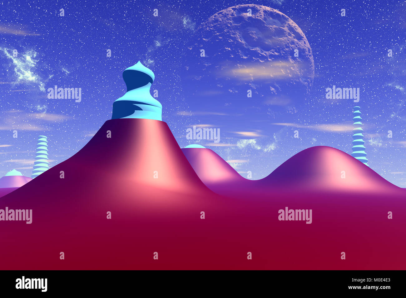 Alien Planet. Landscape of stranger planet. Desert. 3D illustration ...