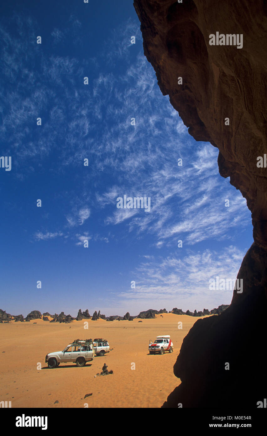 Sandstone rock formations in the Akakus Mountains Sahara Desert Libya ...