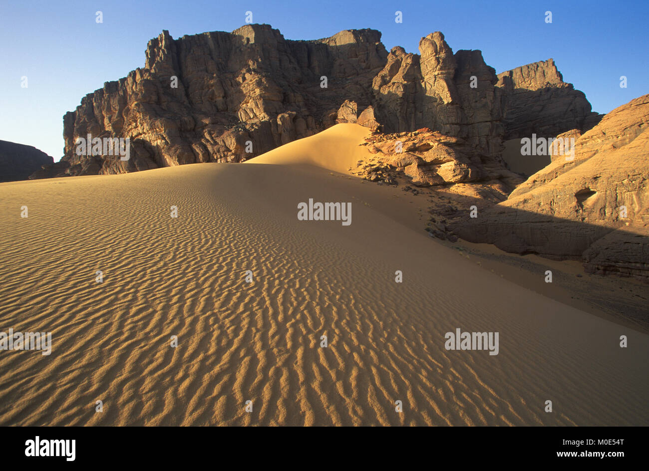 Sandstone rock formations in the Akakus Mountains Sahara Desert Libya ...