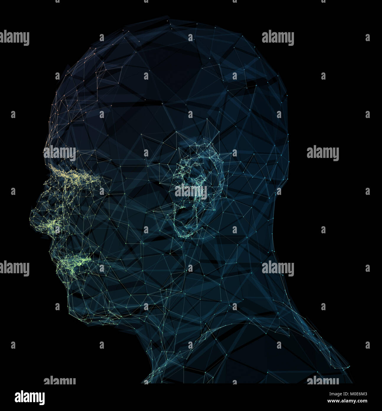 Human head network line abstract background. 3d illustration Stock ...
