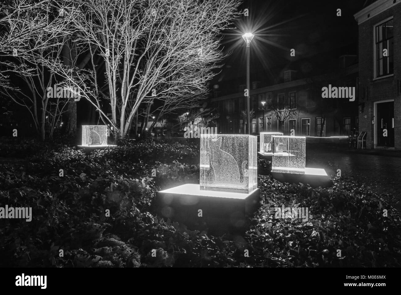 Traditional lighting modern city Black and White Stock Photos & Images ...