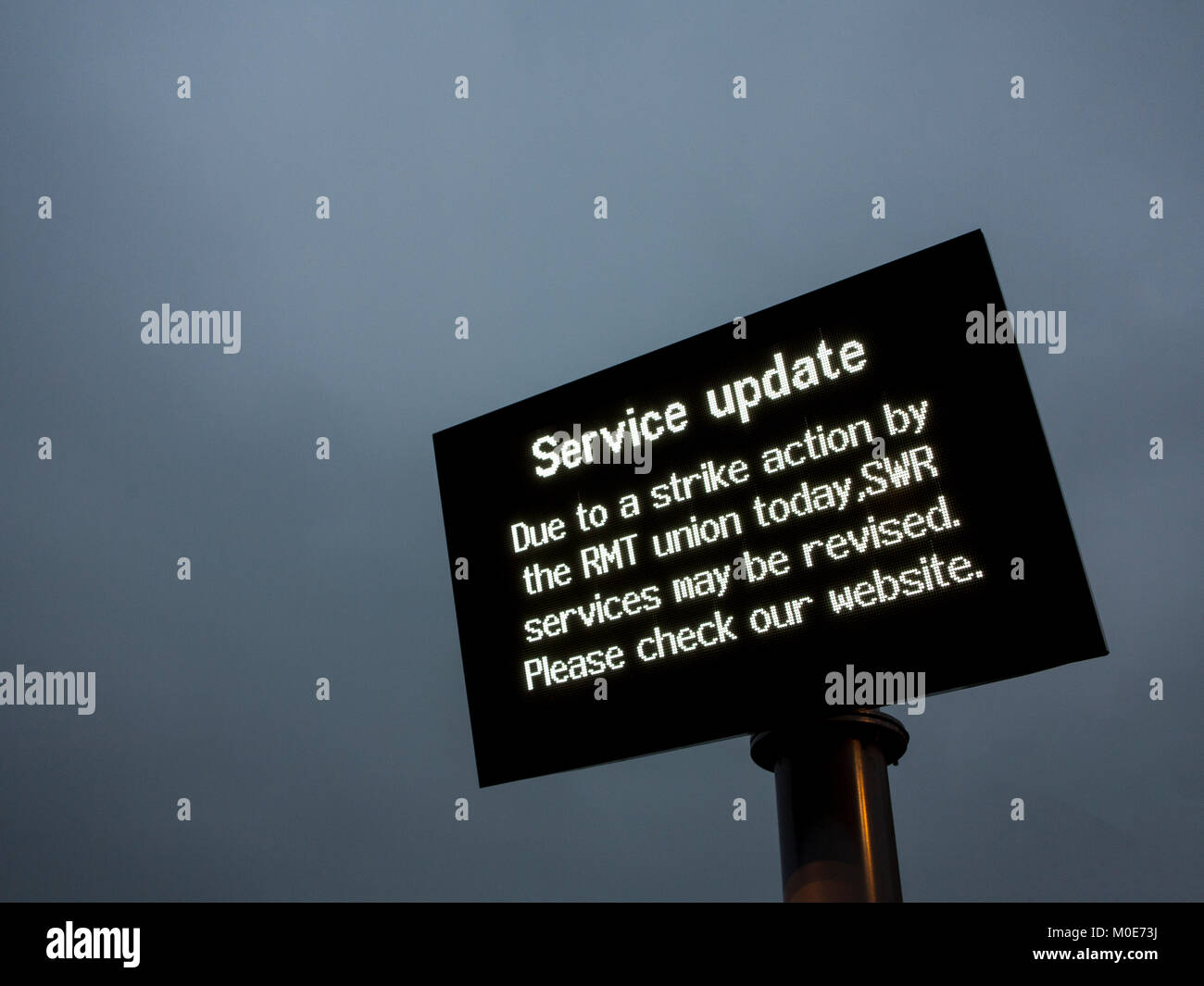 A service update sign on another train strike day Stock Photo - Alamy