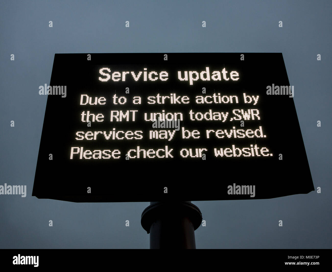 A service update sign on another train strike day Stock Photo - Alamy