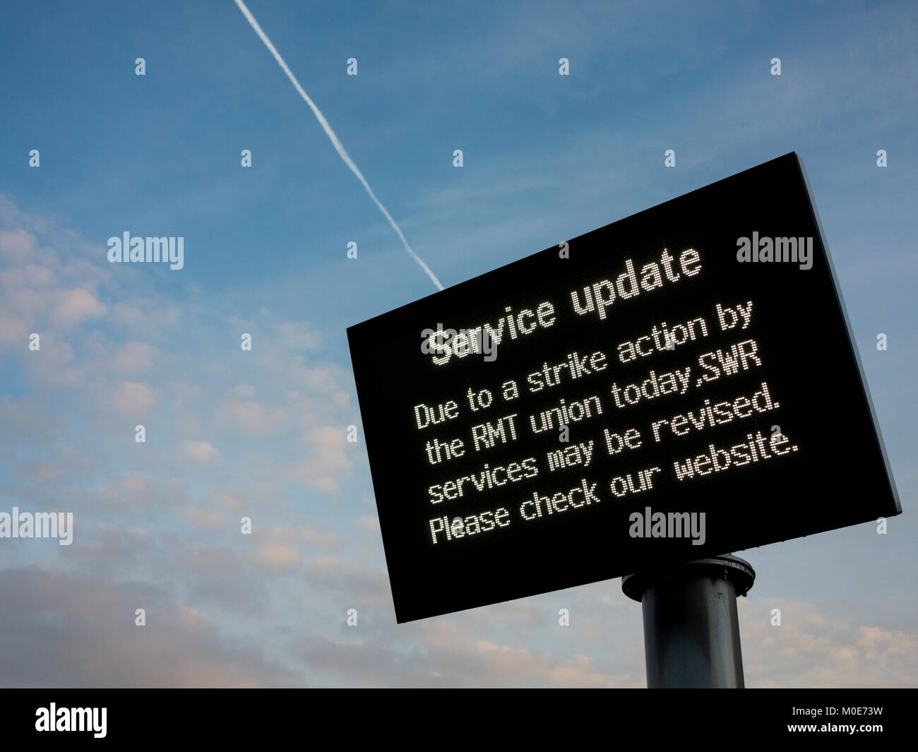 A service update sign on another train strike day Stock Photo - Alamy