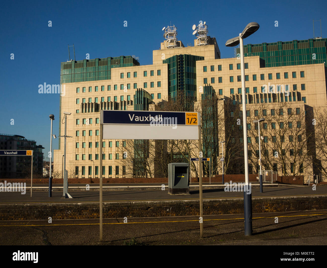 The MI6 Building at Vauxhall, taken from the train station Stock Photo ...