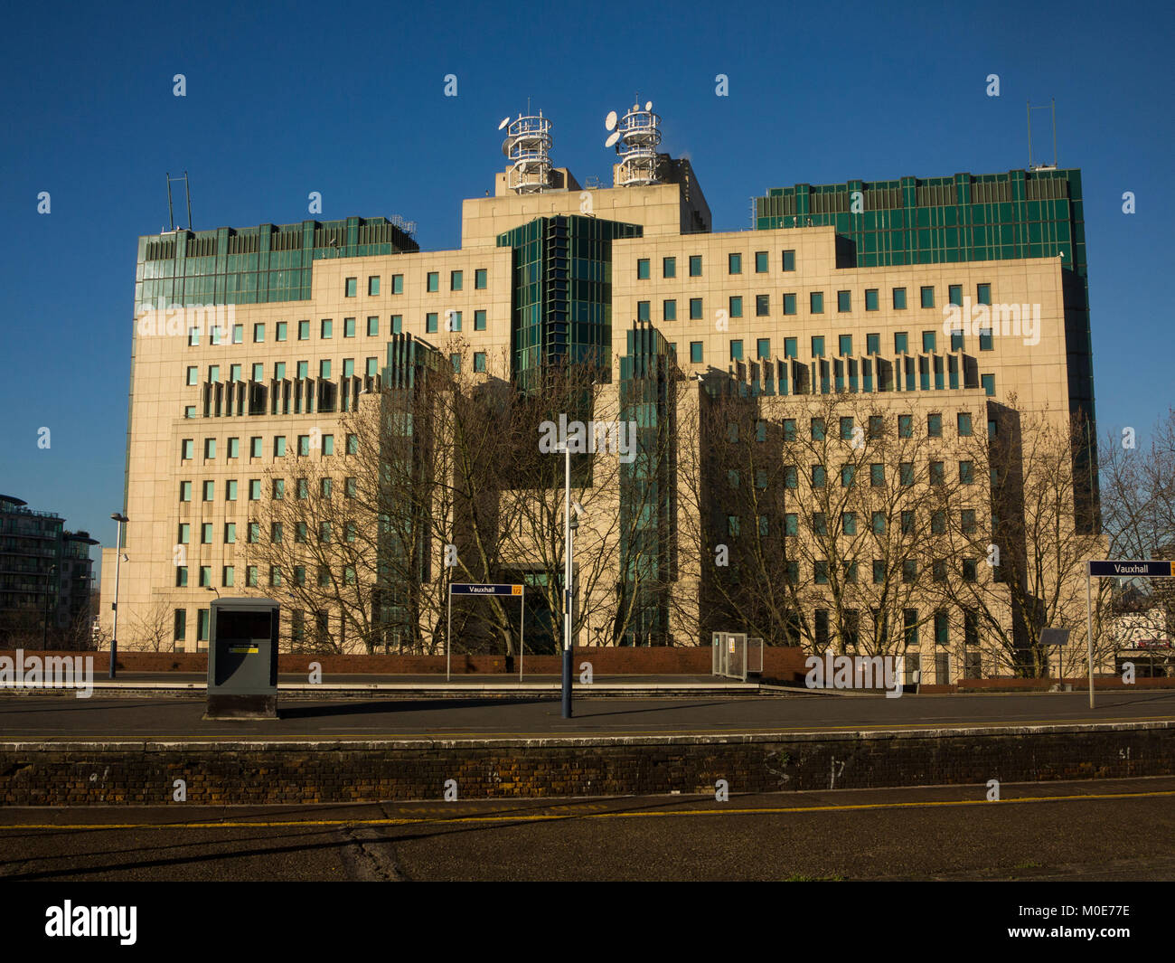 The MI6 Building at Vauxhall, taken from the train station Stock Photo ...