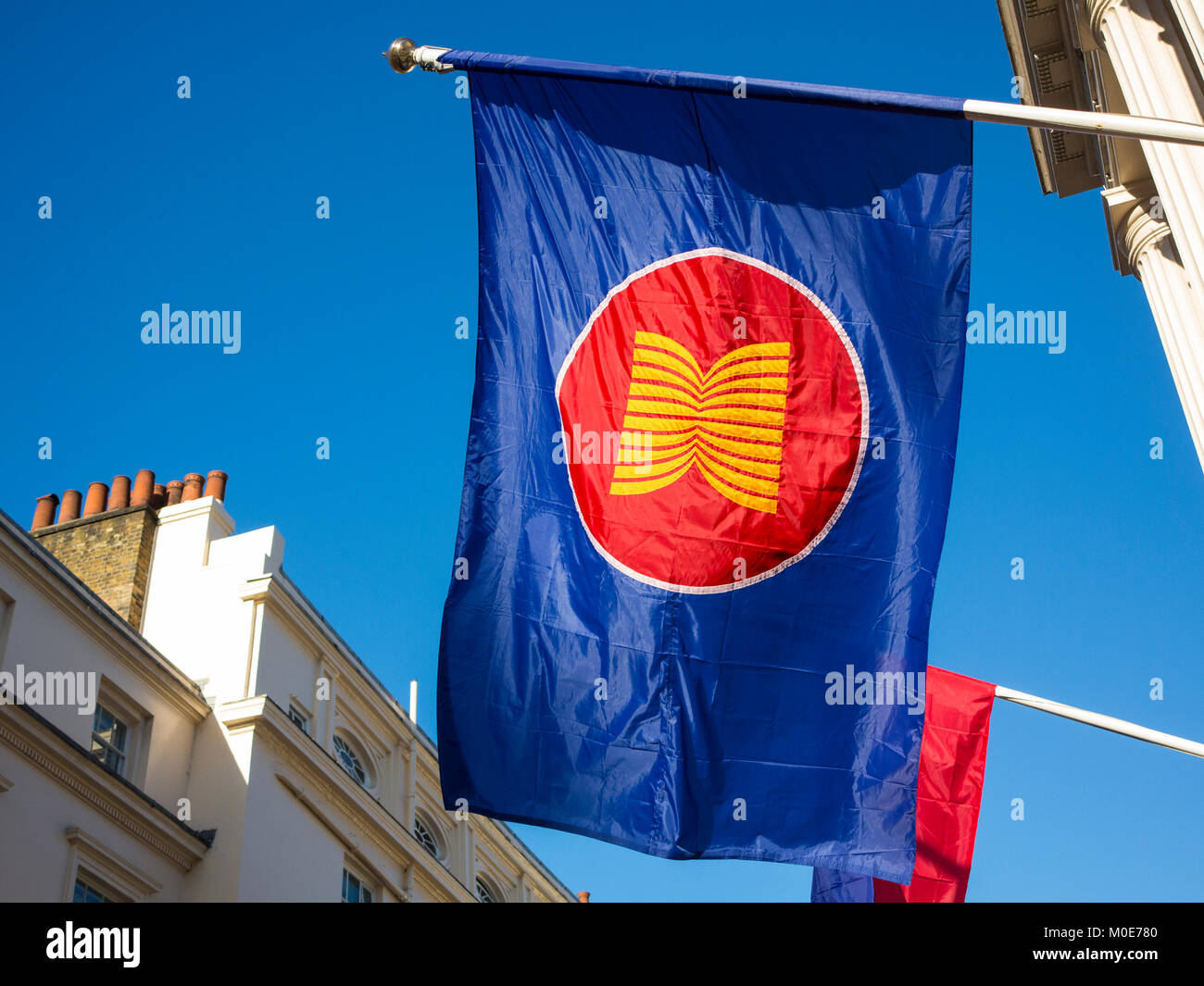 The Philippines flag flying outside the embassy in London Stock Photo ...