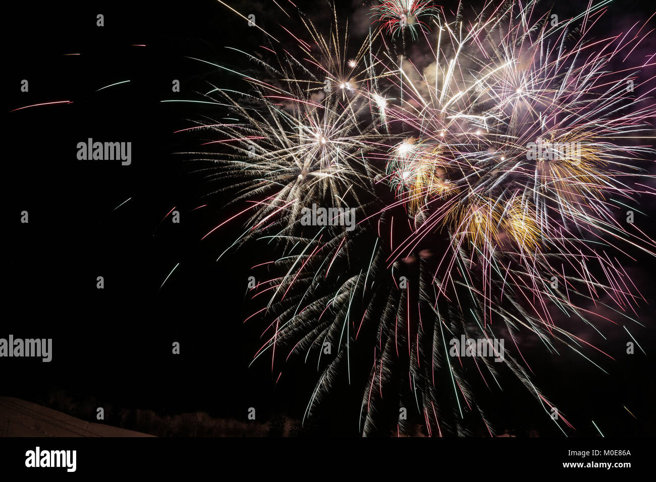 Firework explosion in a dark night Stock Photo - Alamy