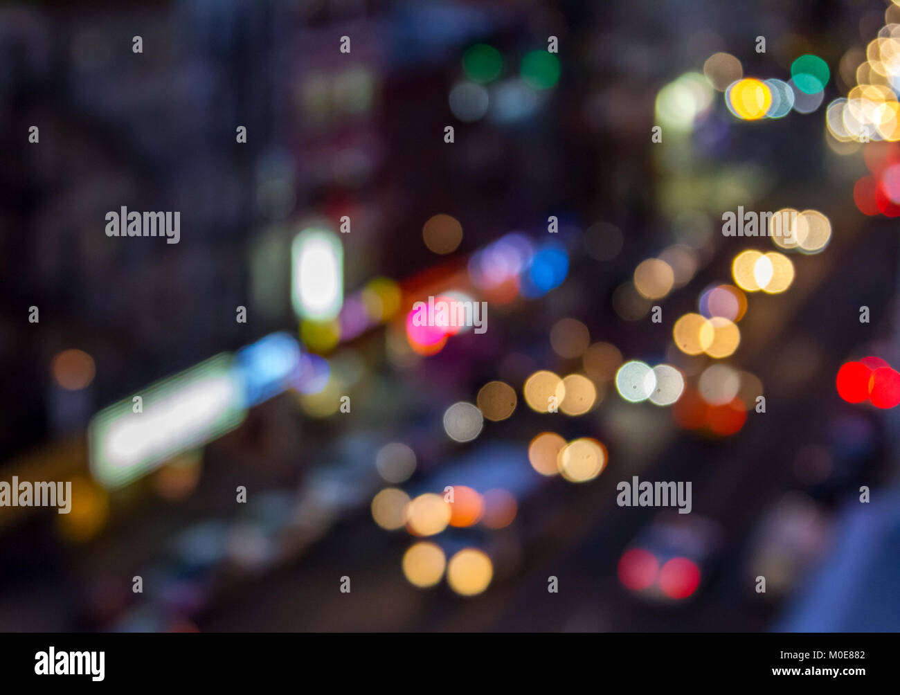 Abstract night lights from a busy New York City street scene blurred ...