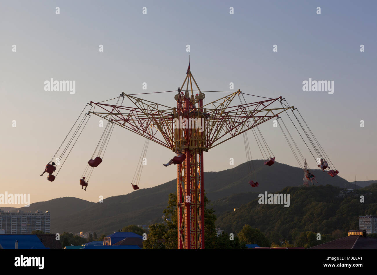 Carousel in Lazarevskoye at sunset. Sochi, Russia Stock Photo - Alamy
