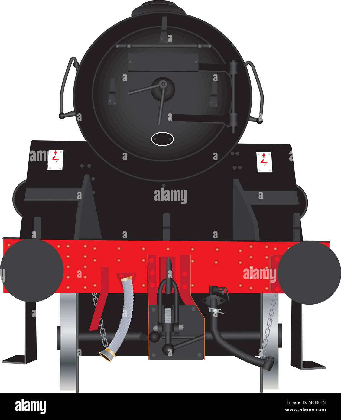 A Detailed Front View of a powerful Black and Red British Steam ...