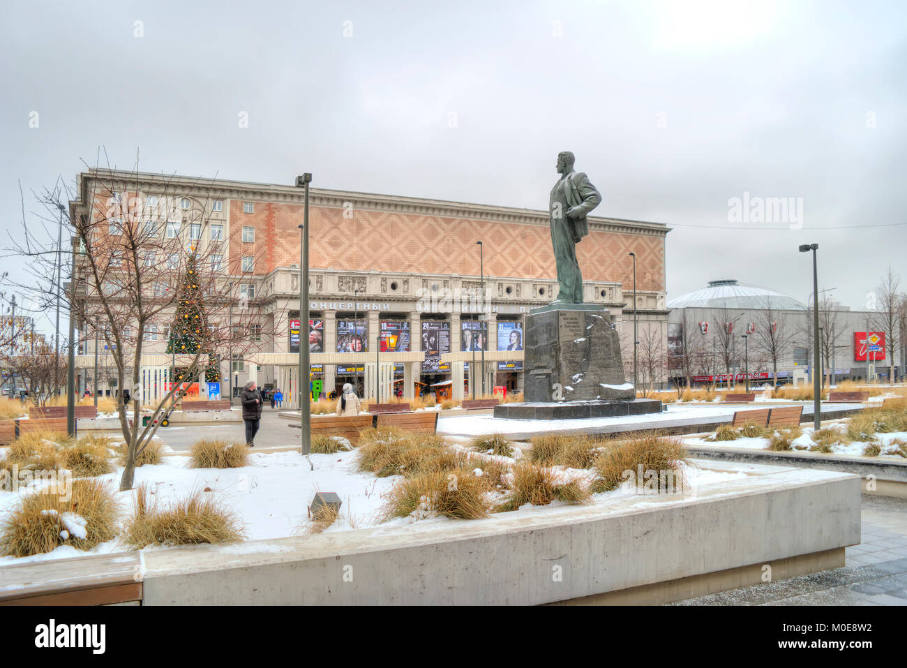 MOSCOW, RUSSIA - January 13.2018: Monument to the poet Mayakovsky and ...