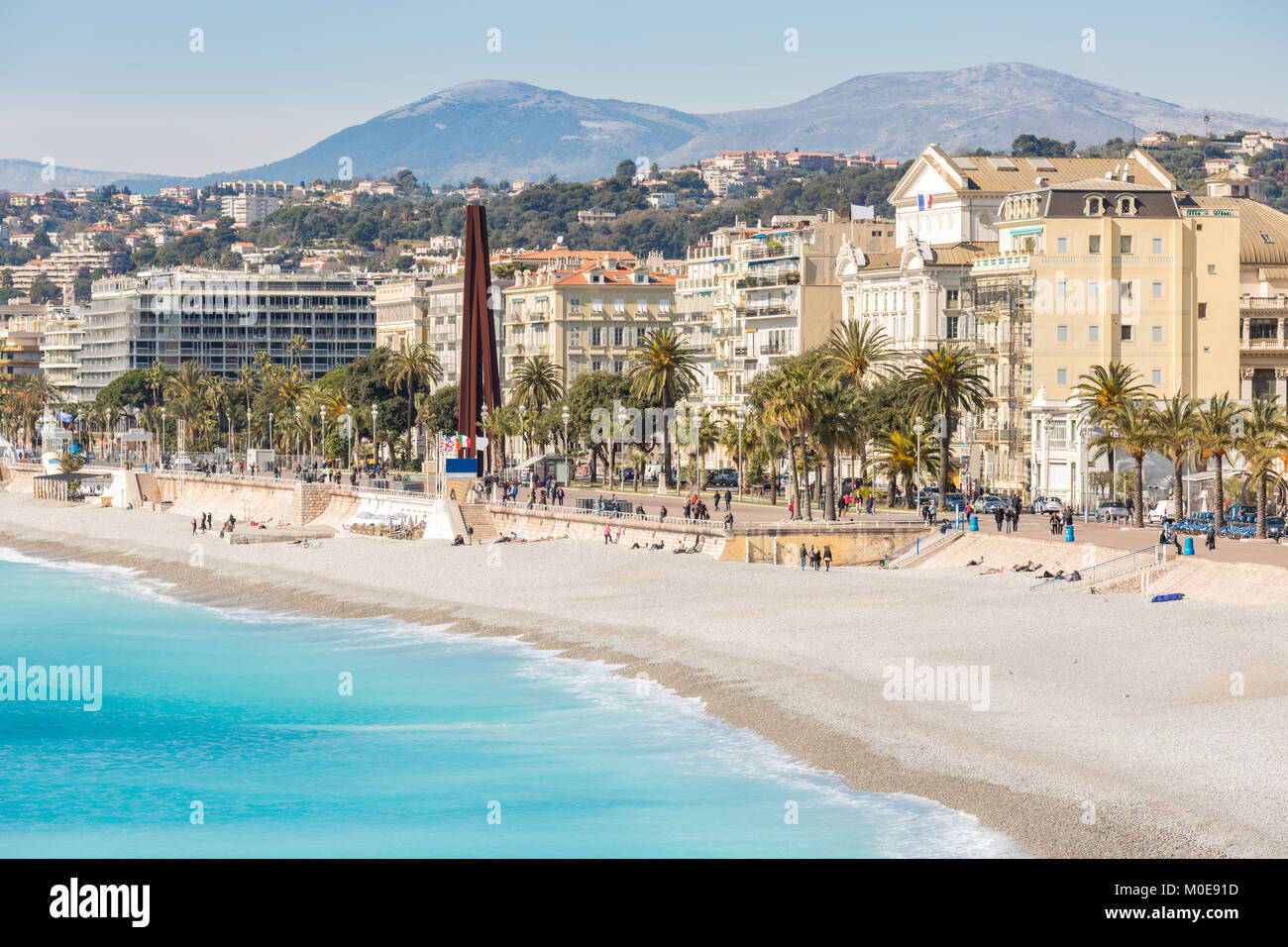 Nice Cote d'Azur Riviera France with mediterranean beach sea Stock ...