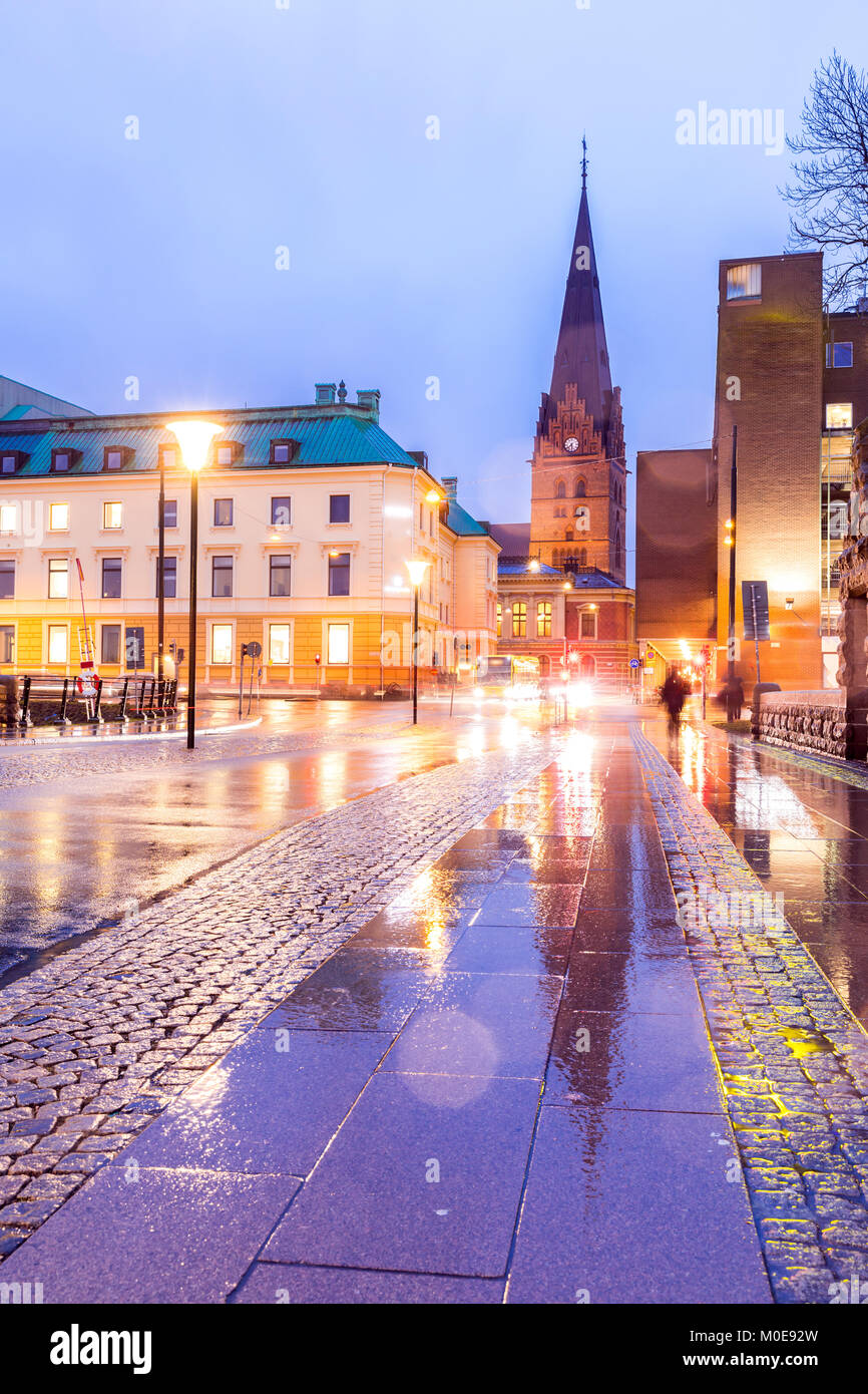Malmo Cityscape downtown at night twilight in Sweden Stock Photo - Alamy
