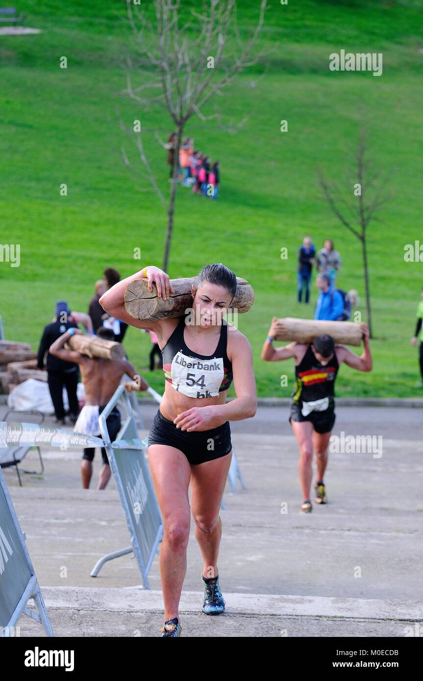 Gijon, Spain - January 21: Farinato Race, extreme obstacle race in ...