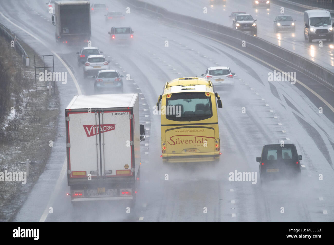 U.K. Weather. M1 motorway, Chesterfield, England. 21st January 2018 ...