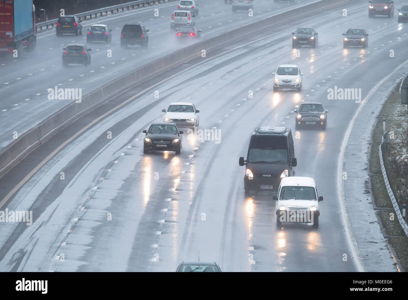 U.K. Weather. M1 motorway, Chesterfield, England. 21st January 2018 ...
