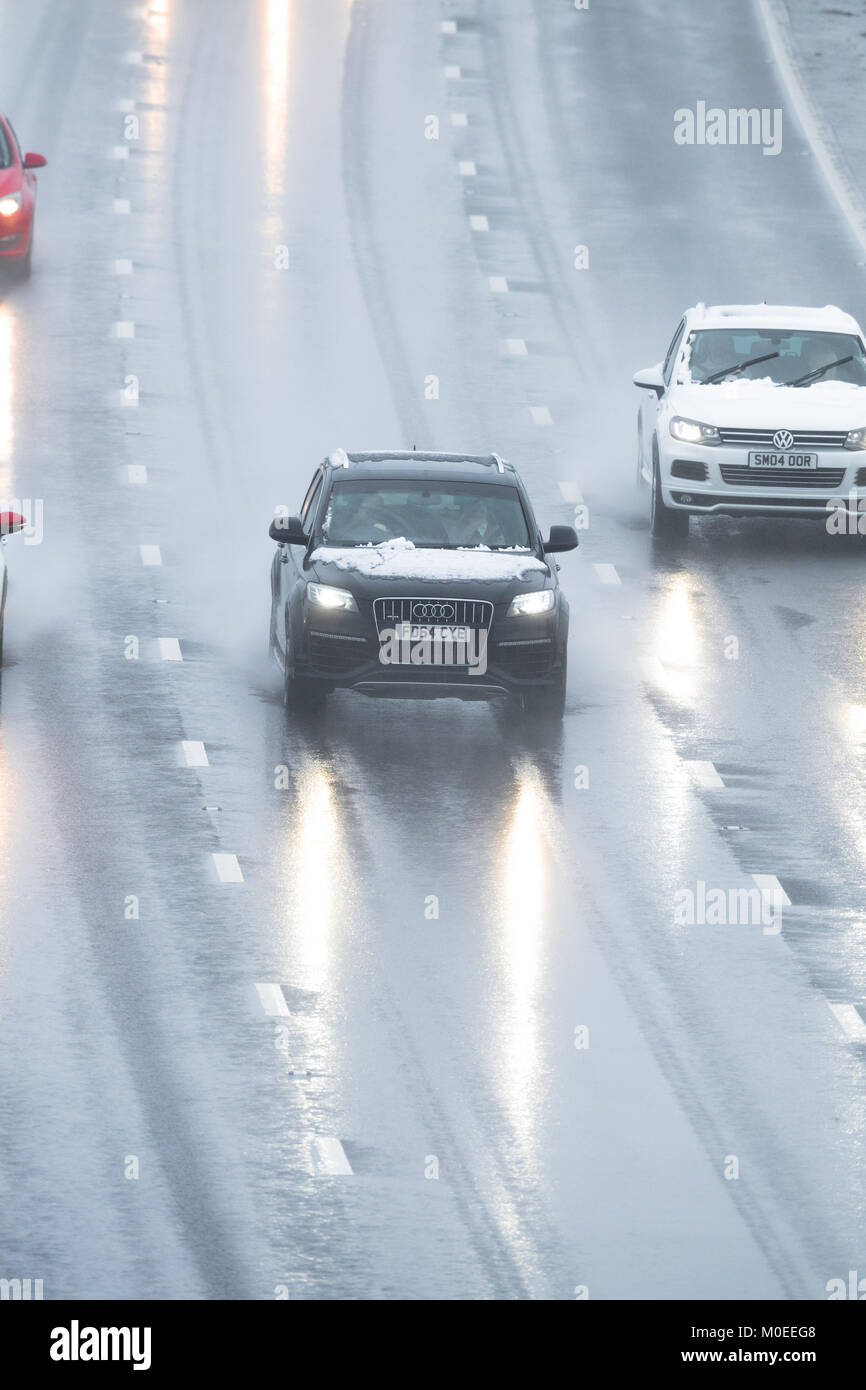 U.K. Weather. M1 motorway, Chesterfield, England. 21st January 2018 ...