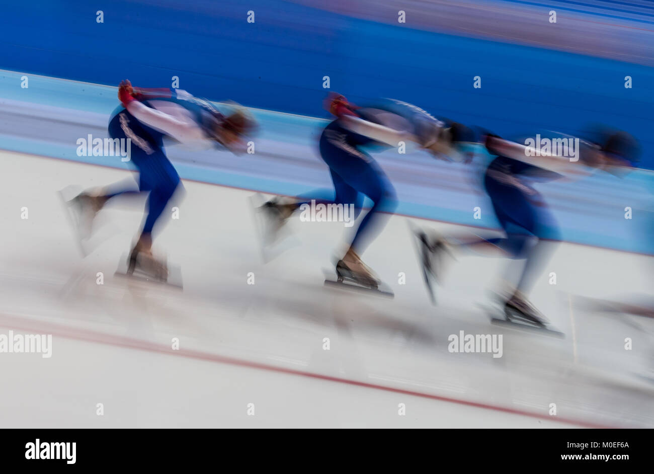 Erfurt, Germany. 21st Jan, 2018. Three Russian speed skaters ...