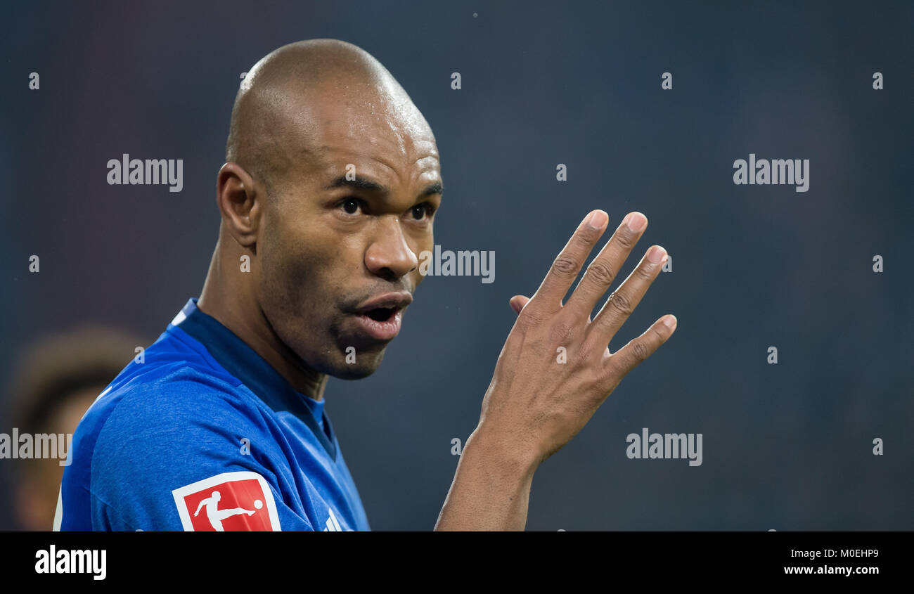 Schalke's Naldo rasies his hand after the goal for 1:1 during theGerman ...