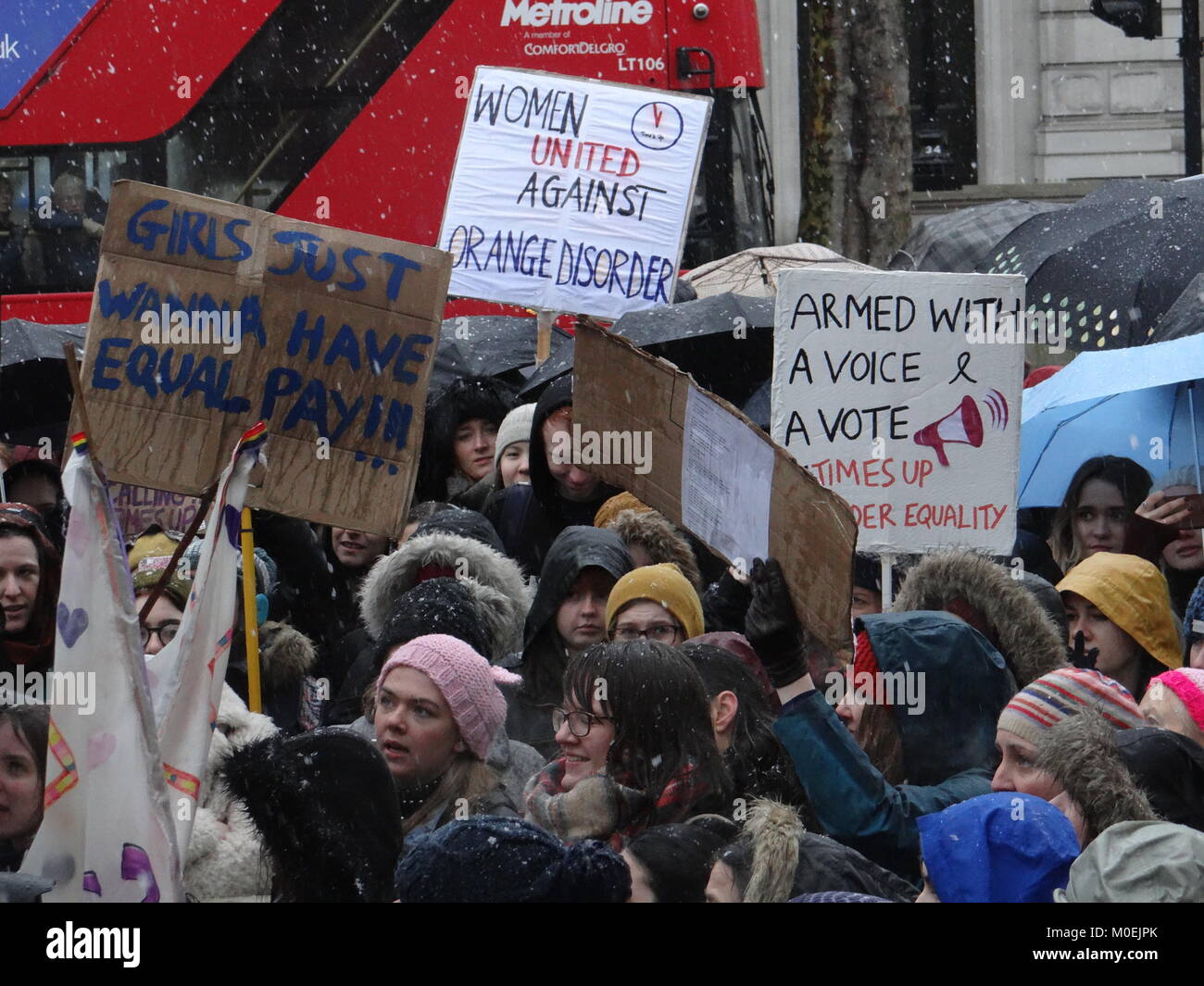 London, UK. 21st Jan, 2018. Hundreds of women joined Time's Up protest ...