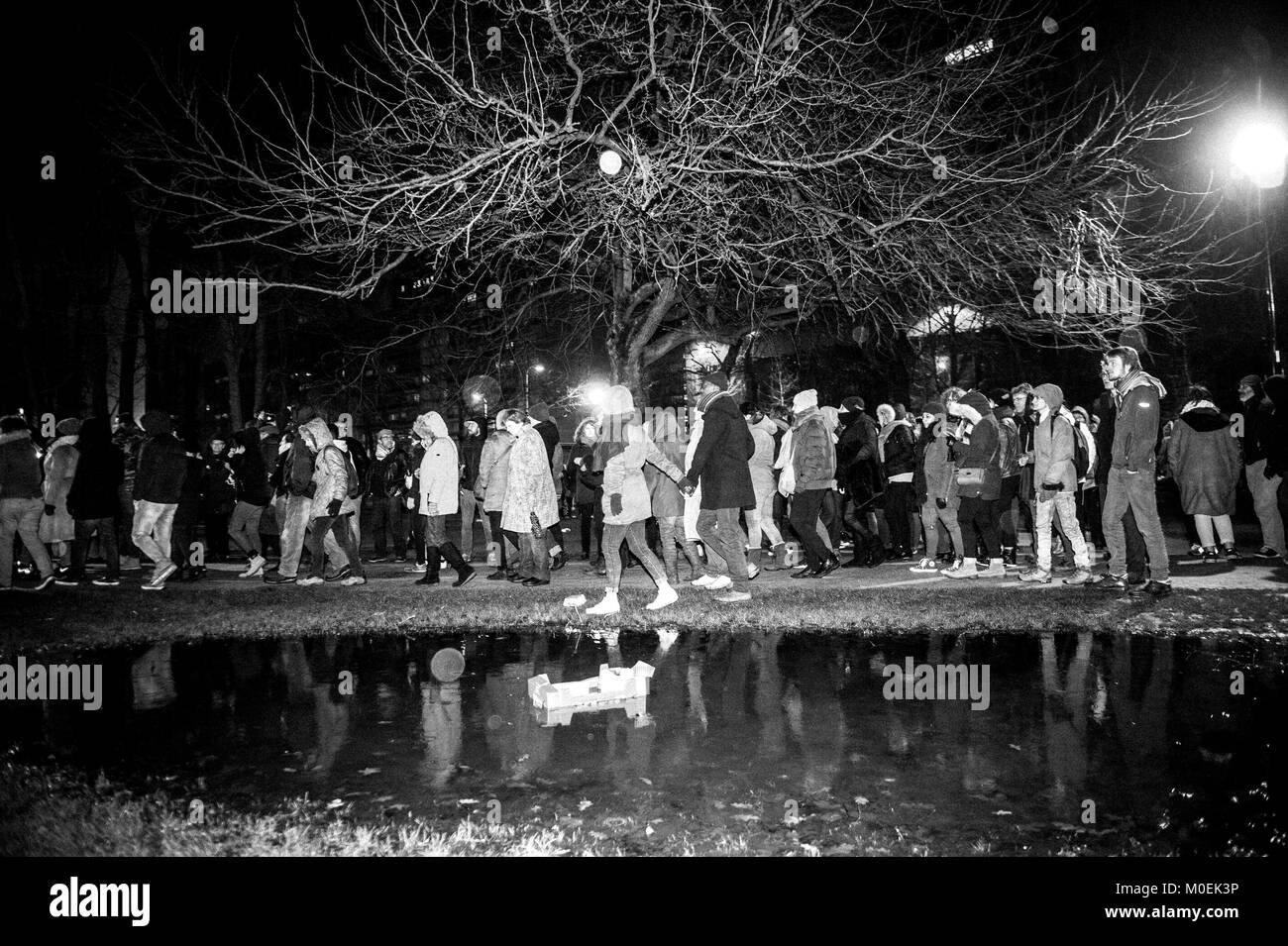 Thousands people in demonstration Black and White Stock Photos & Images ...