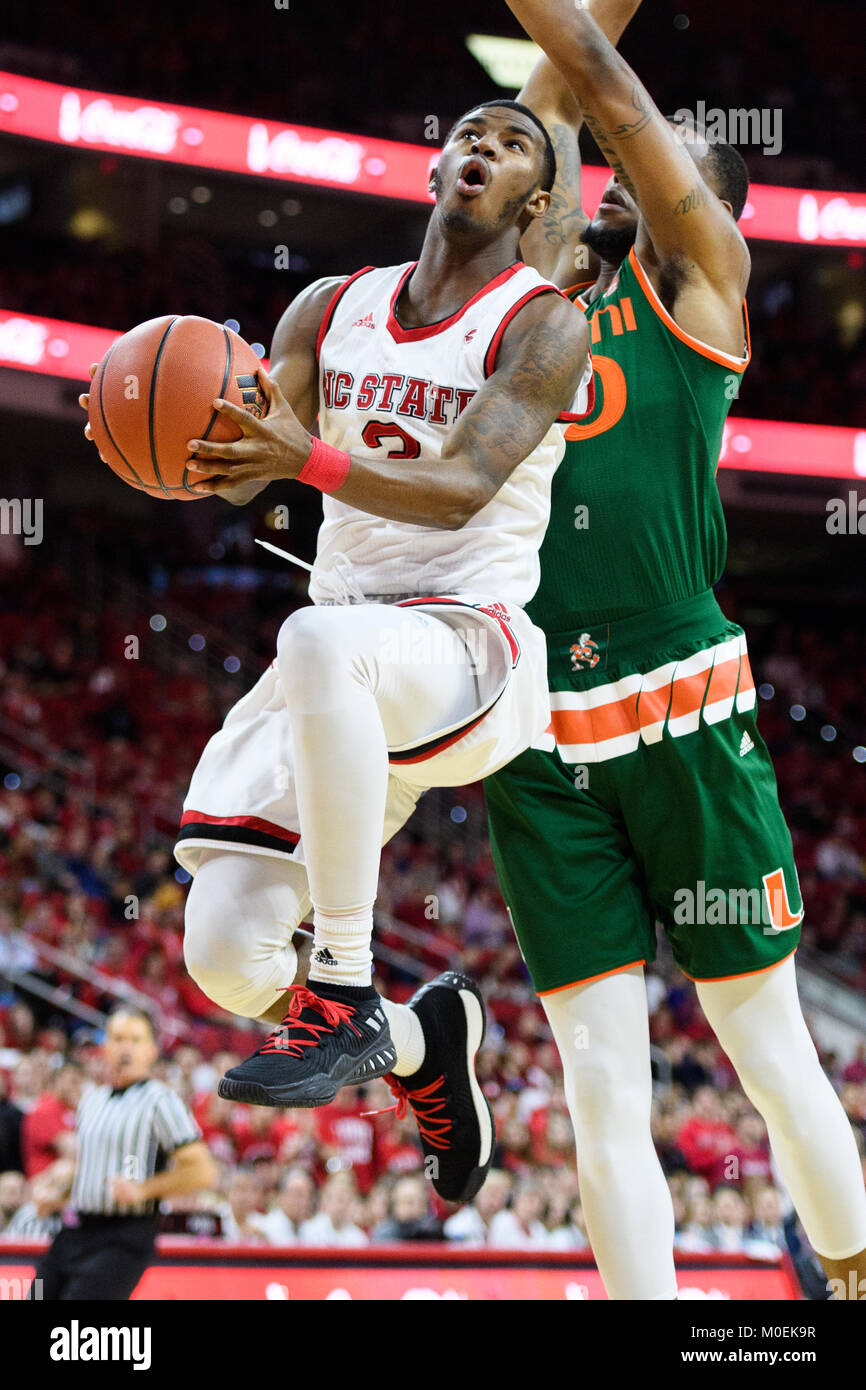 Raleigh, USA. 21st Jan, 2018. North Carolina State Wolfpack guard Lavar ...