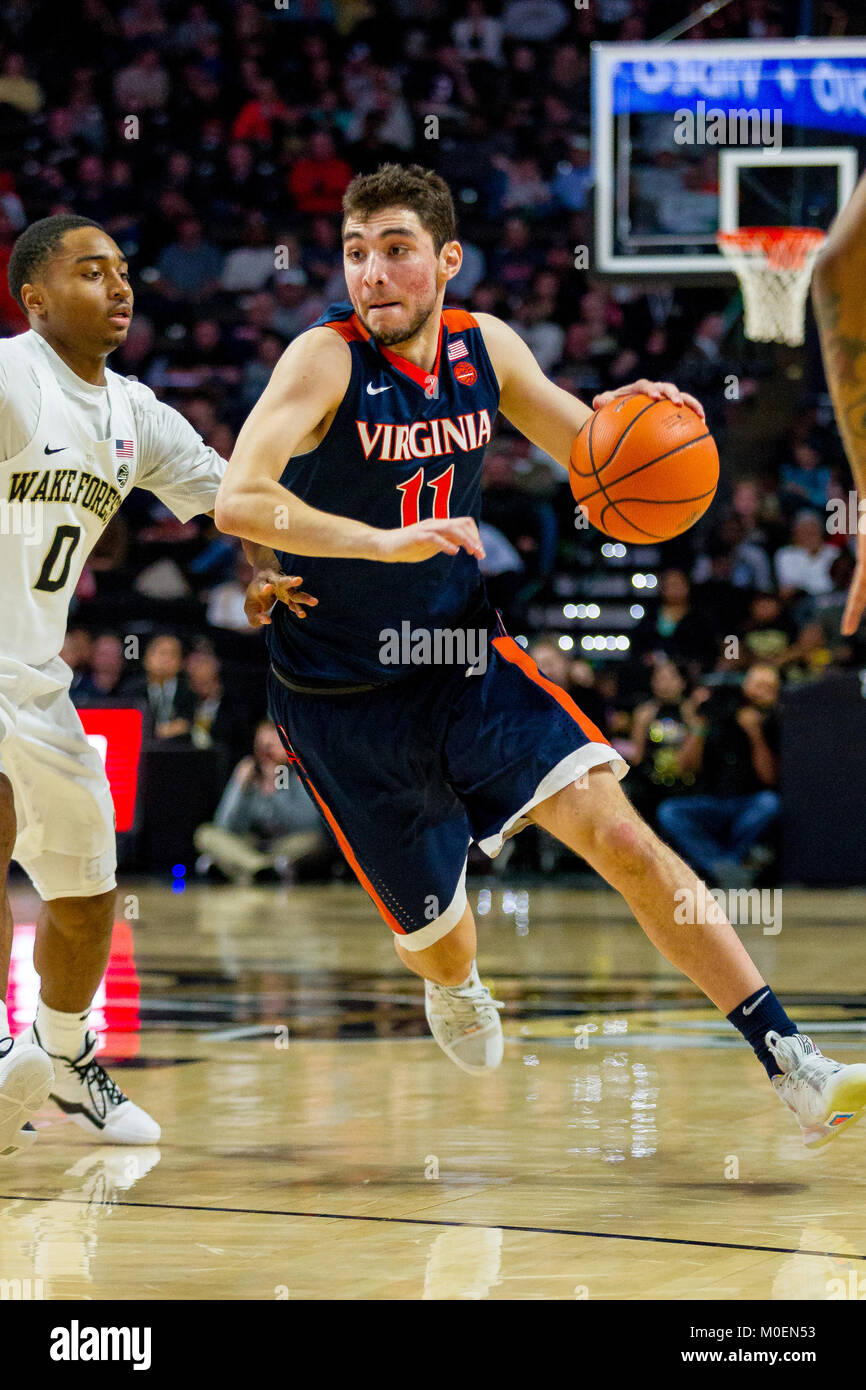 Winston-Salem, NC, USA. 21st Jan, 2018. Virginia Cavaliers guard Ty ...