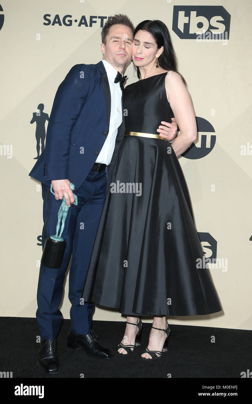 Los Angeles, Ca, USA. 21st Jan, 2018. Sam Rockwell, Sarah Silverman at ...