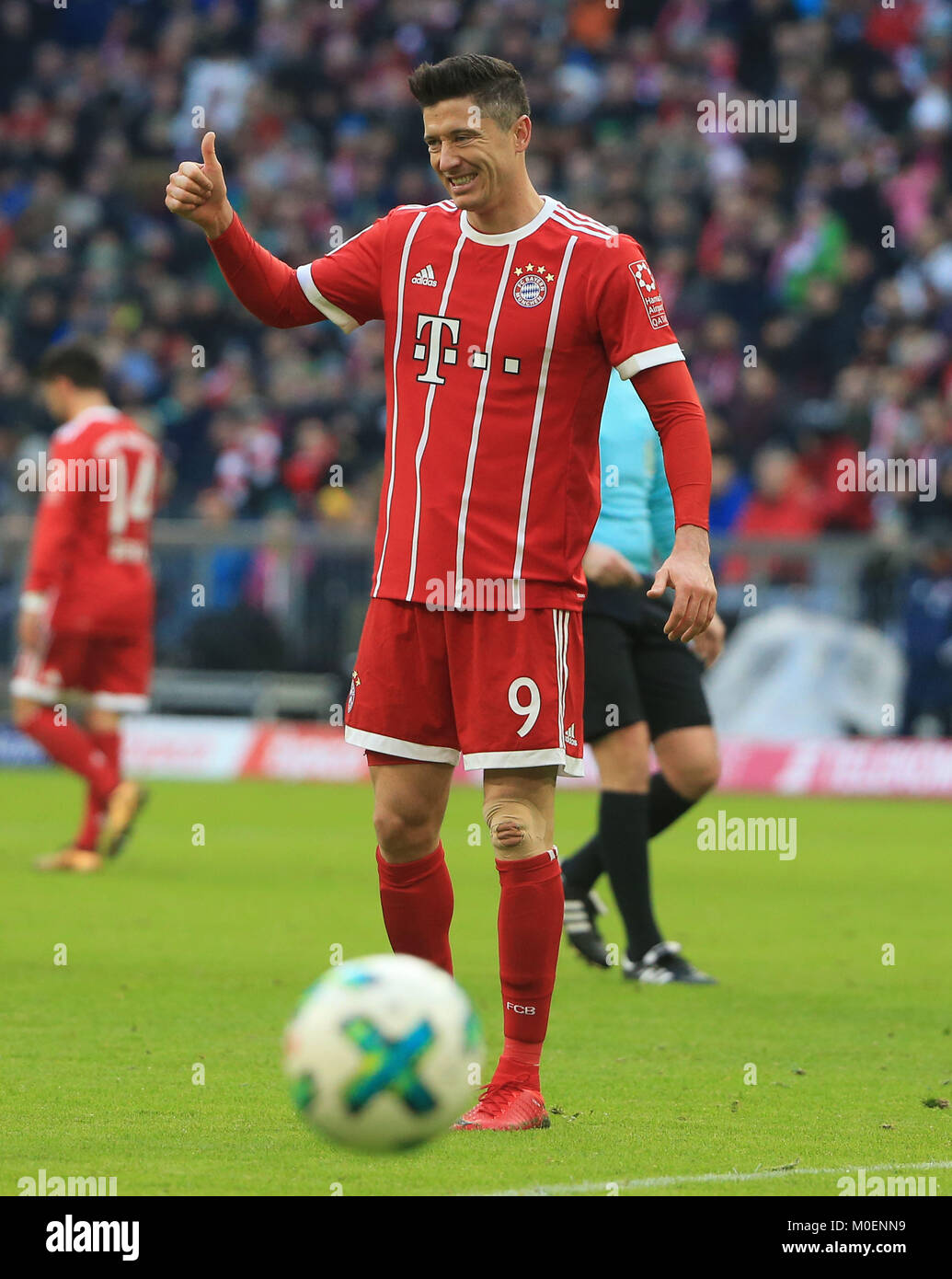 Munich, Germany. 21st Jan, 2018. Bayern Munich's Robert Lewandowski ...