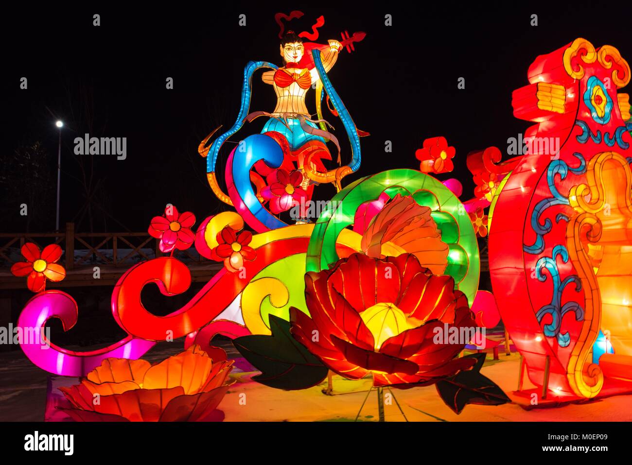 Harbin, China. 22nd Jan, 2018. Various fish lanterns can be seen at the ...