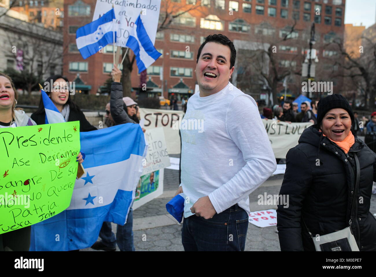 New York, New York, USA. 21st Jan, 2018. Honduras immigrants are ...