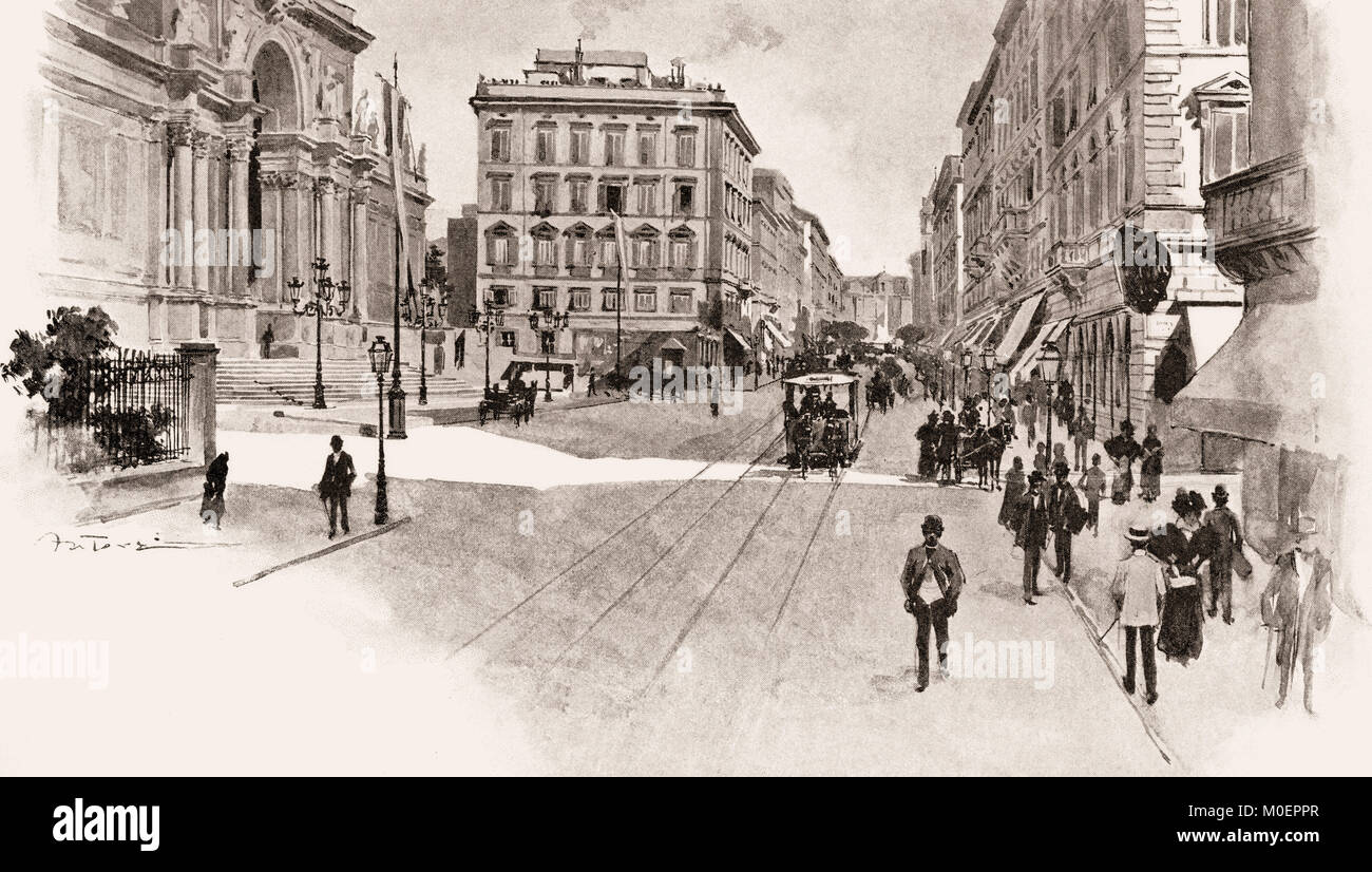 The Via Nazionale , a street in the historical centre of Rome, Italy ...