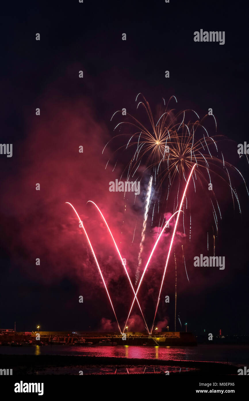 RNLI Raft Race Fireworks @ Minehead Stock Photo - Alamy