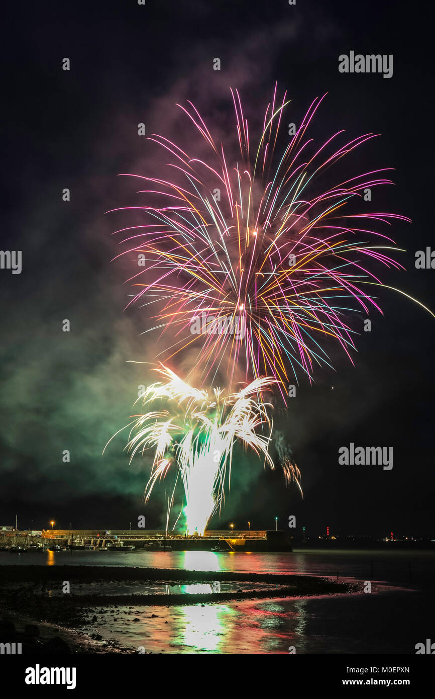 RNLI Raft Race Fireworks @ Minehead Stock Photo - Alamy