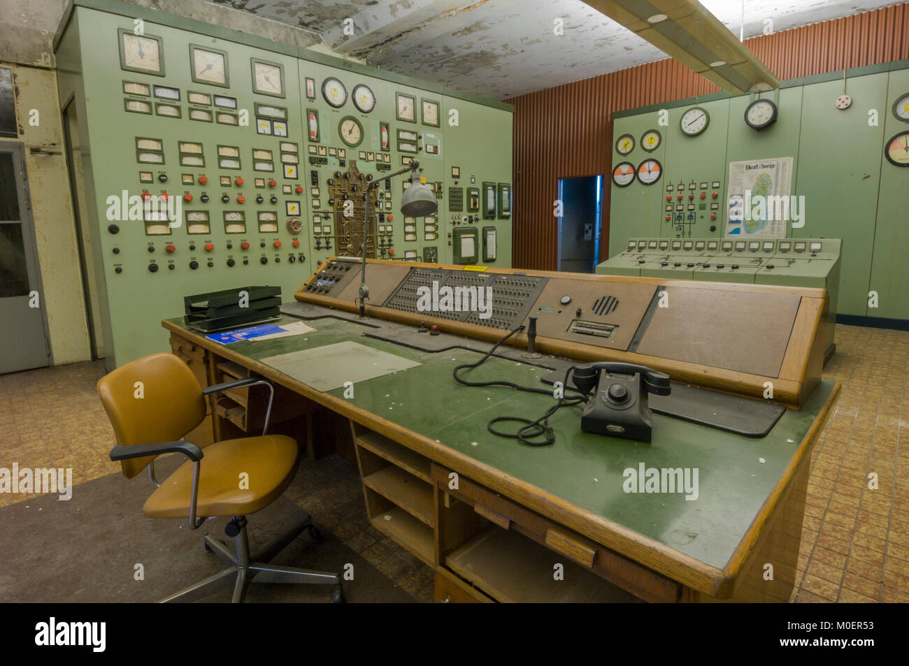 Control room in power plant, Västerås ångkraftverk, Sweden Stock Photo ...