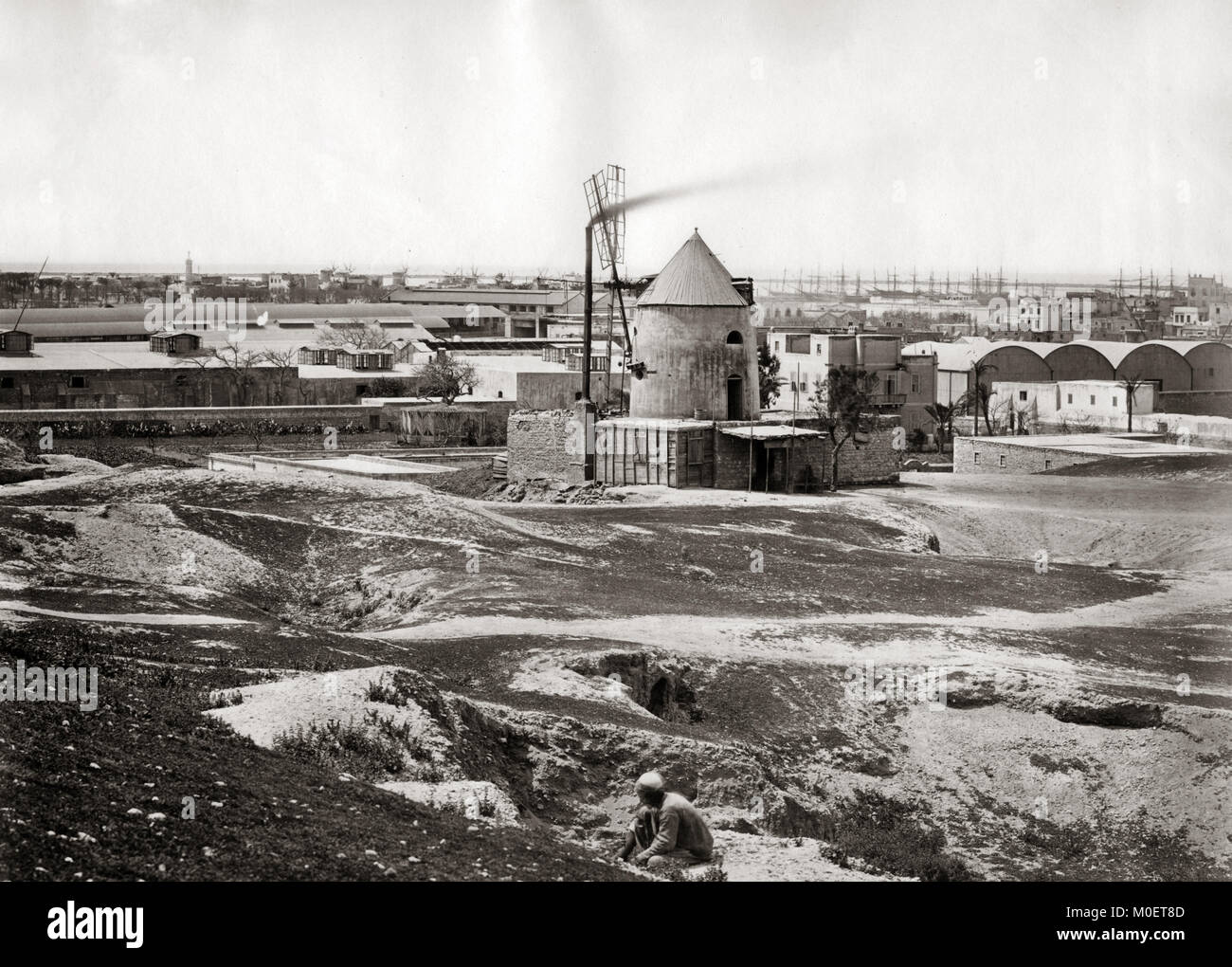 Windmill and furnace, Alexandria, Egypt, c.1880's Stock Photo - Alamy